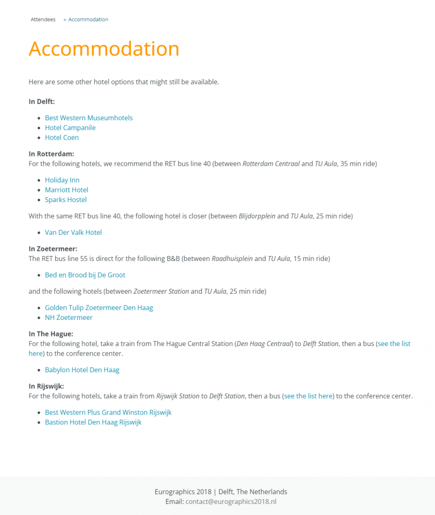 Accommodation – Eurographics 2018
