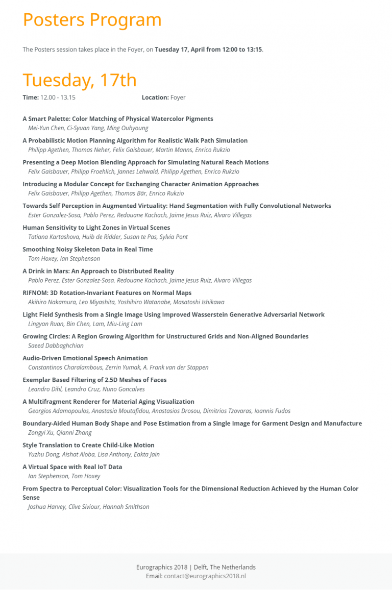 Posters Program – Eurographics 2018