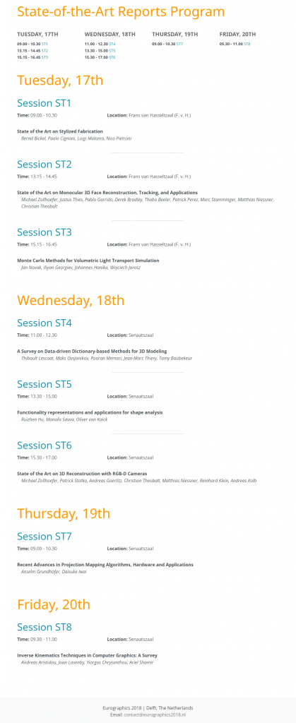 STAR Reports Program – Eurographics 2018