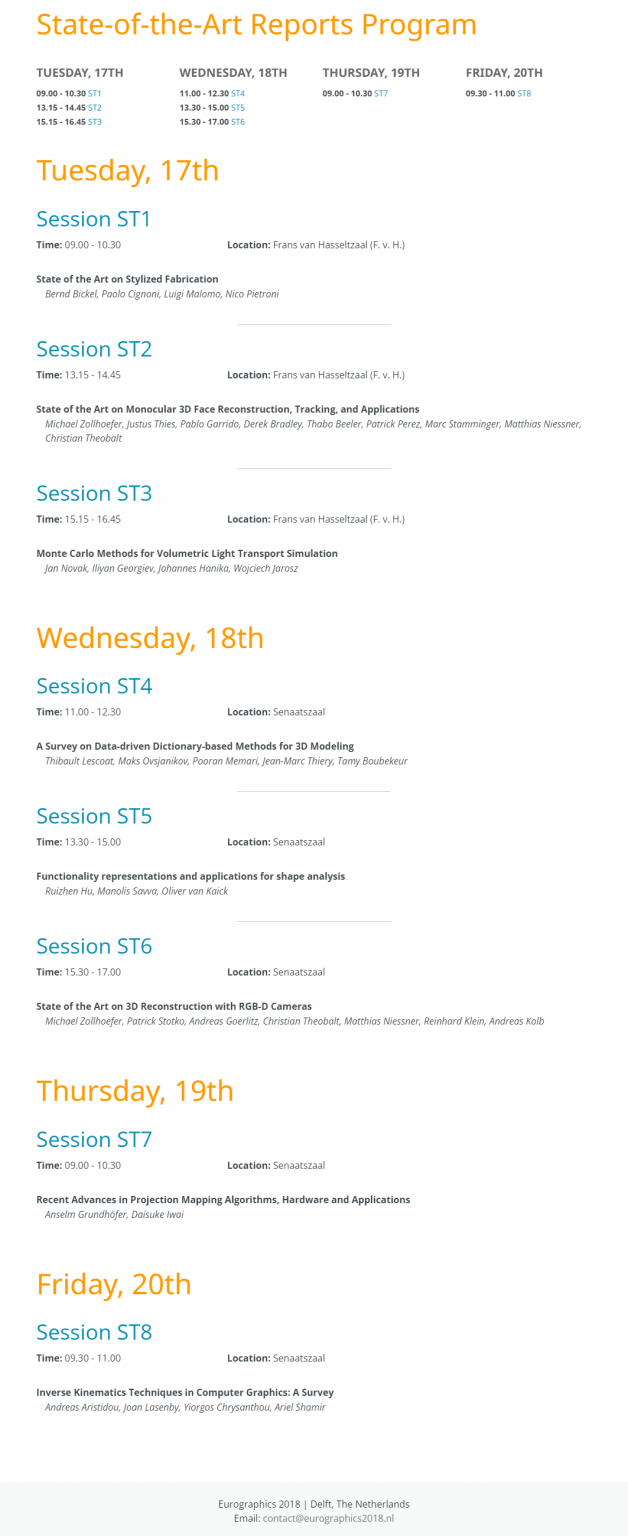 STAR Reports Program – Eurographics 2018